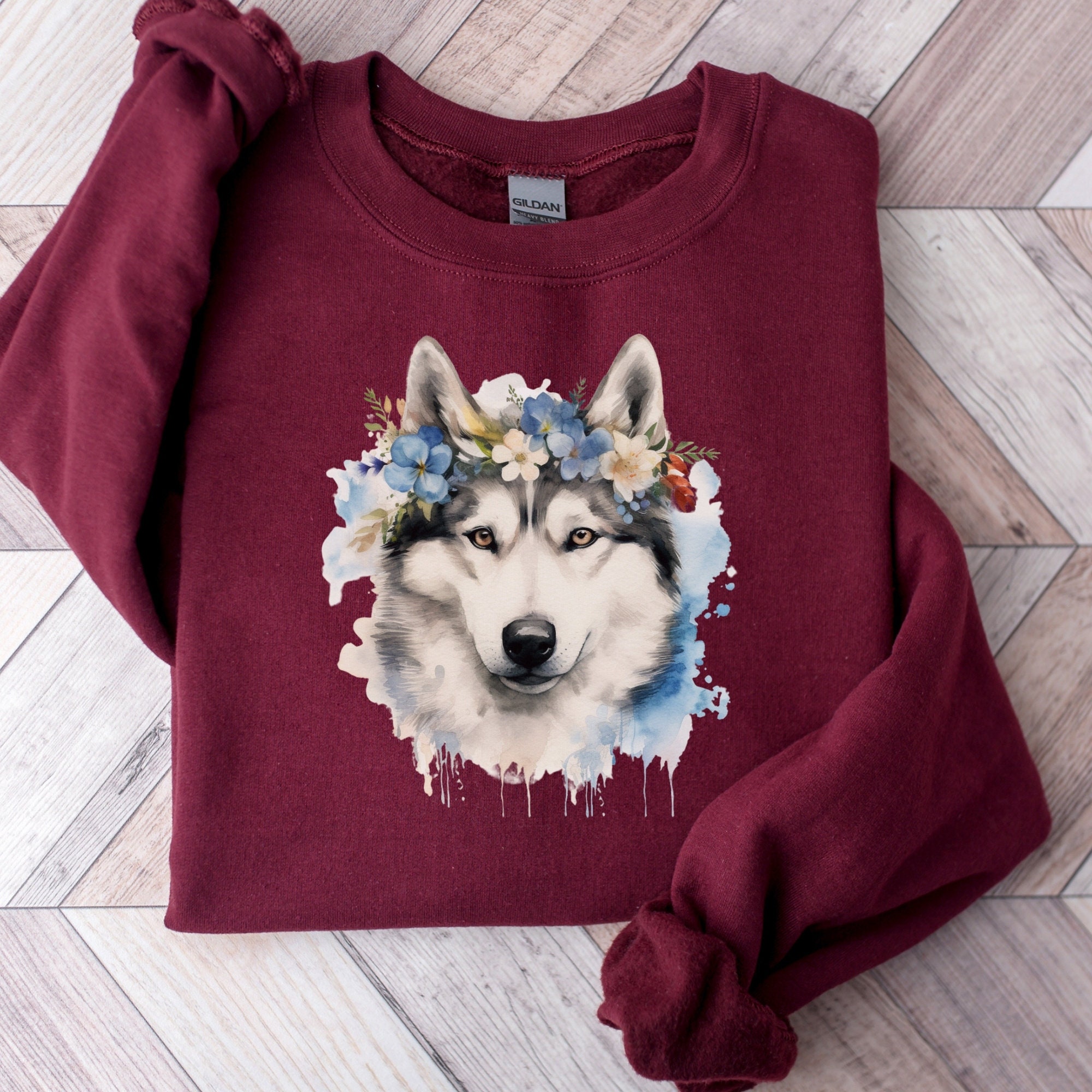 Boho Husky Sweatshirt | Husky Mom Gift | Husky Sweater | Dog Crewneck ...