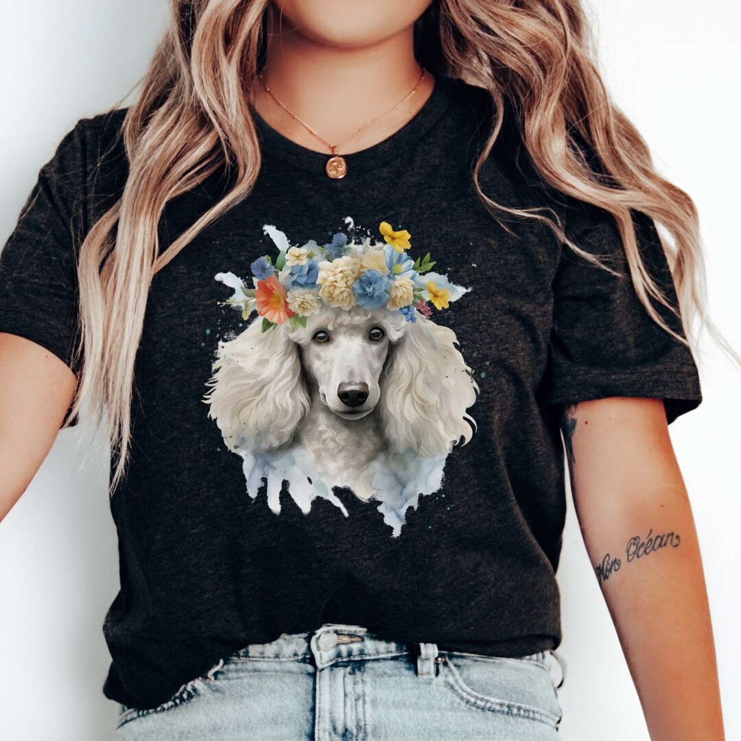 Poodle Vibrant Color Flower Crown Shirt | Dog Lover Gift | Standard ...