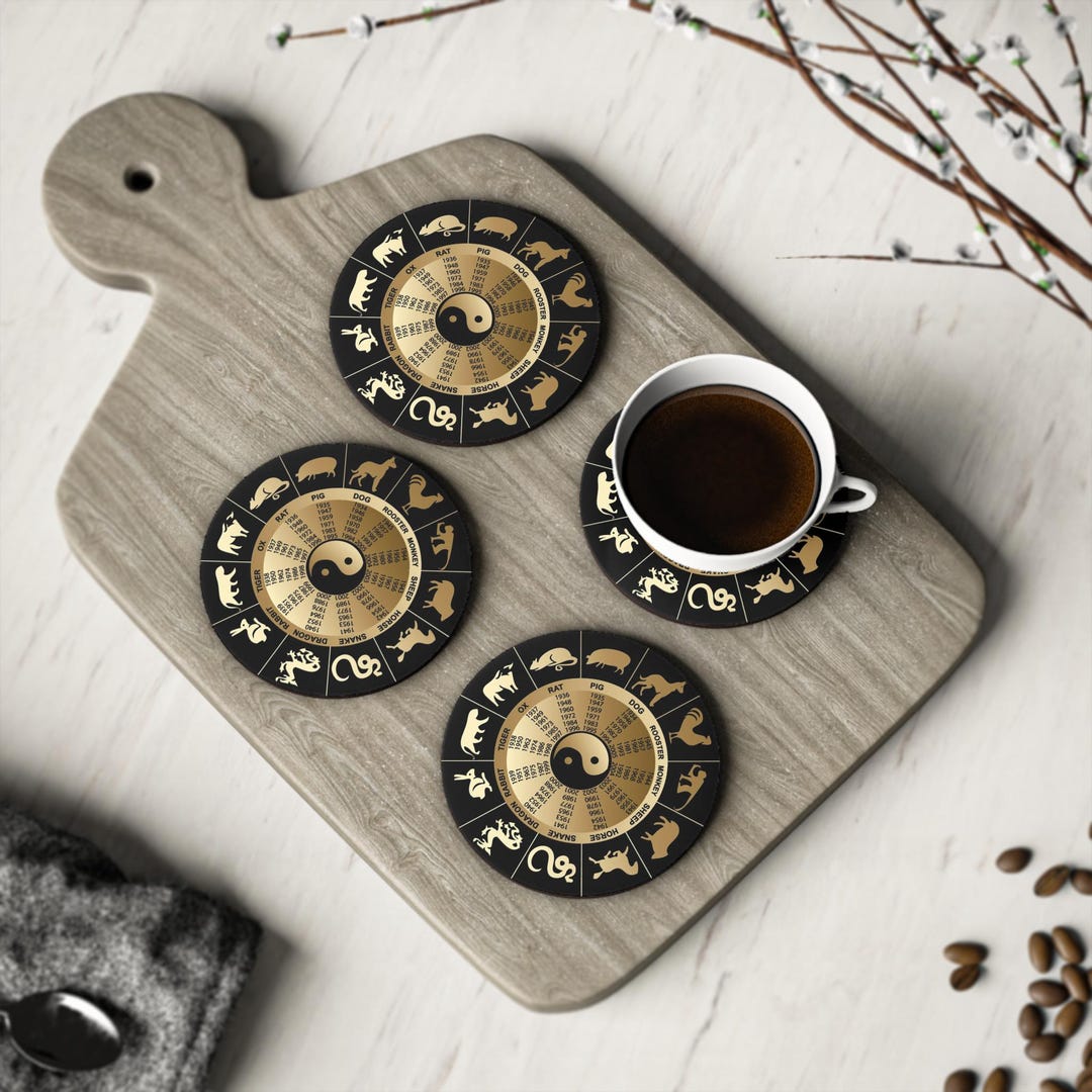 Chinese Zodiac Wheel Coasters - Chinese New Year Drink Coasters ...