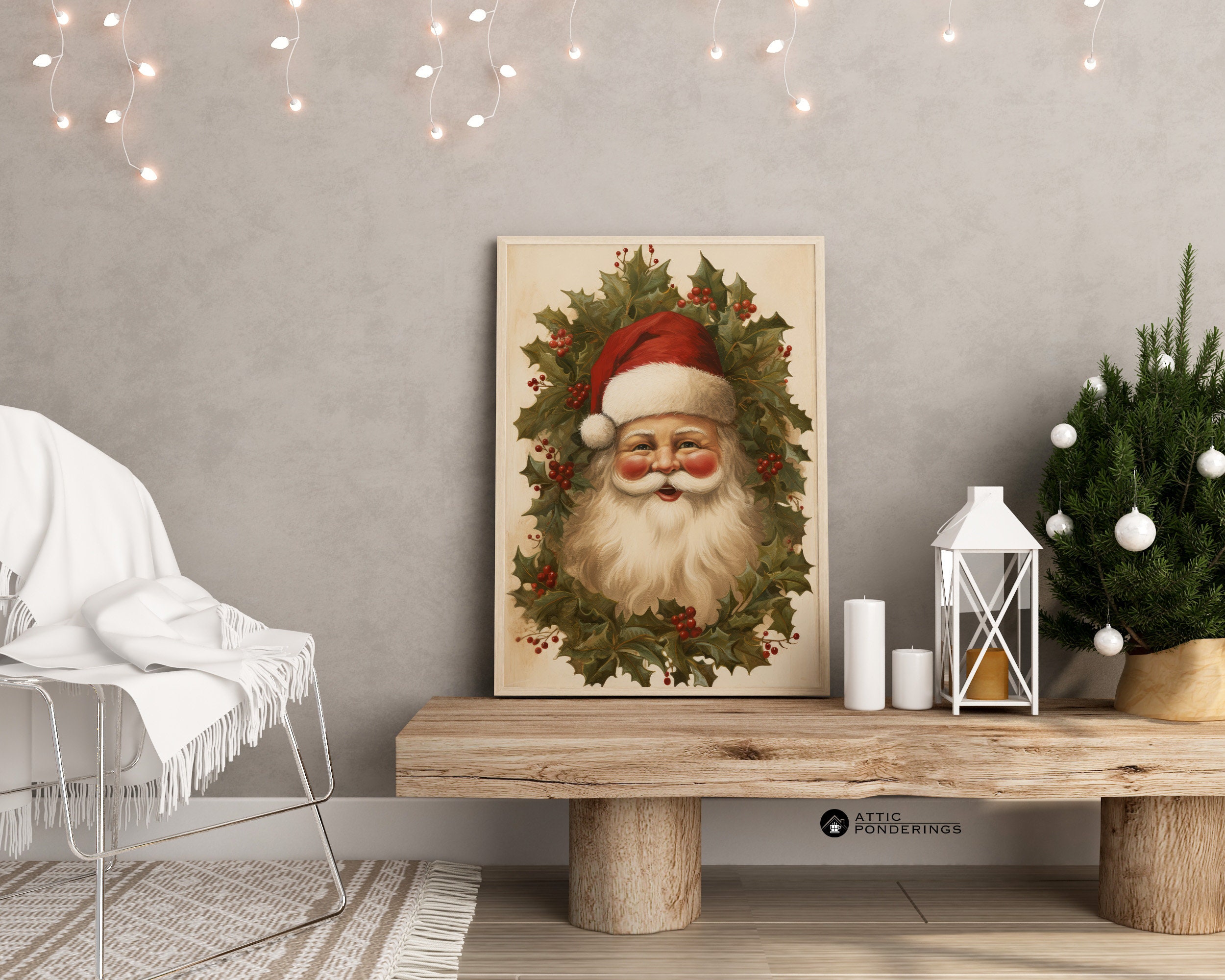 Vintage Santa Claus Wall Decor Santa Claus Wall Art Santa Claus Christmas Wall Decor Christmas ...
