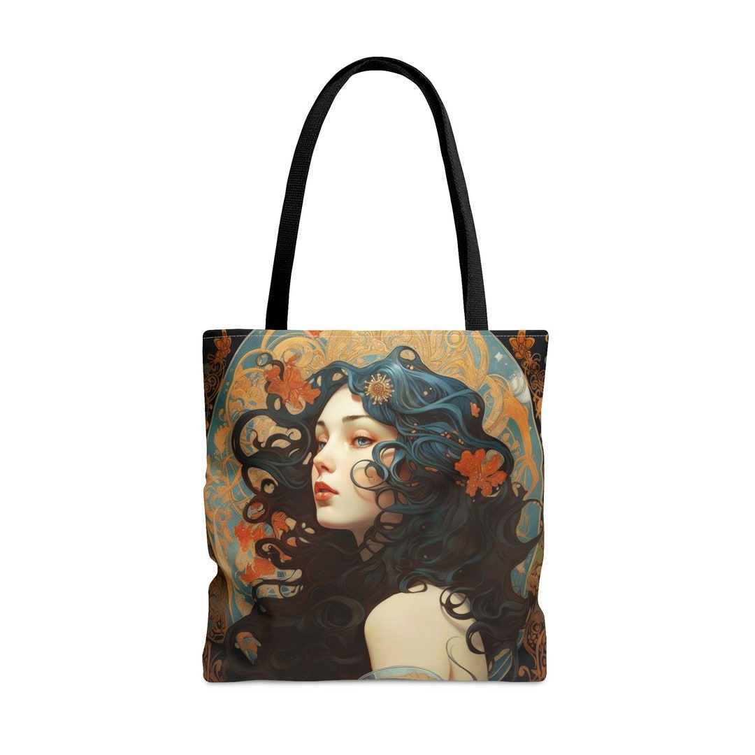 Vintage Art Nouveau Tote Bag, Art Deco Bag, Portrait, Fashionable ...