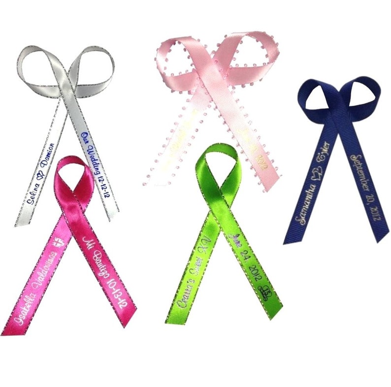 50 Personalized Ribbons Party Favors Wedding, Quinceañera, Birthday ...