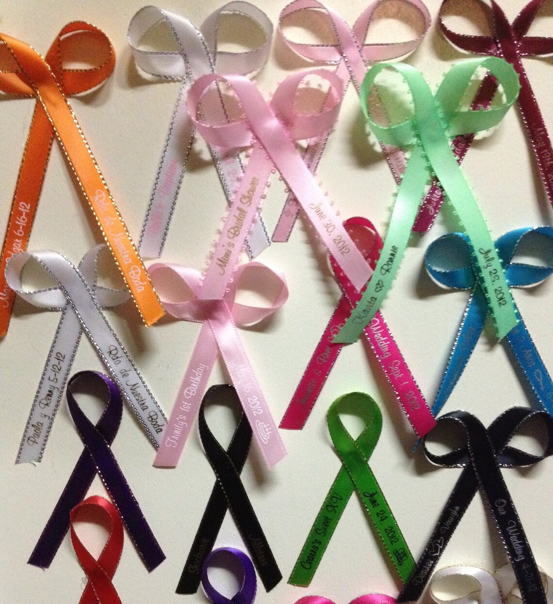 50 Personalized Ribbons Party Favors Wedding, Quinceañera, Birthday ...