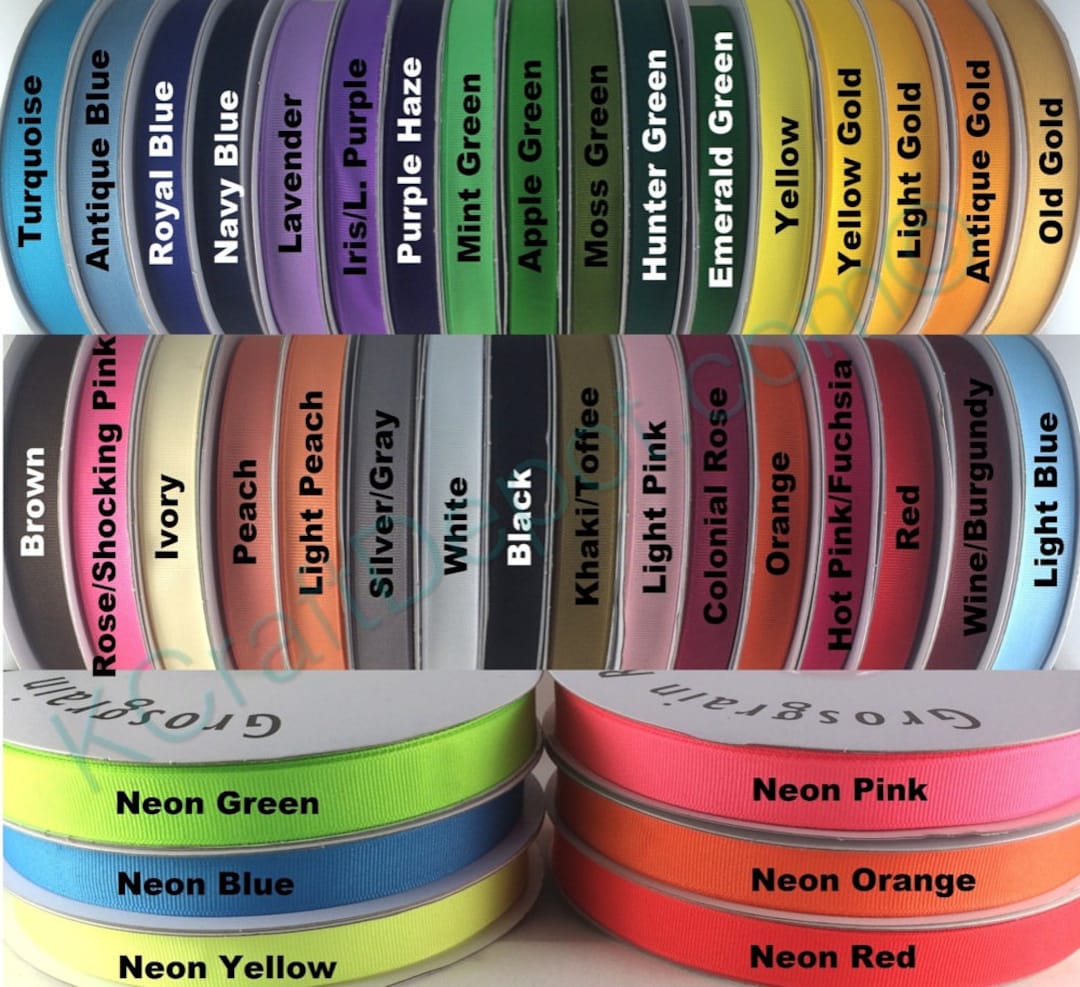 5/8" Inch Solid Color Grosgrain Ribbon -50 Yards Roll Bulk 40+ Colors ...