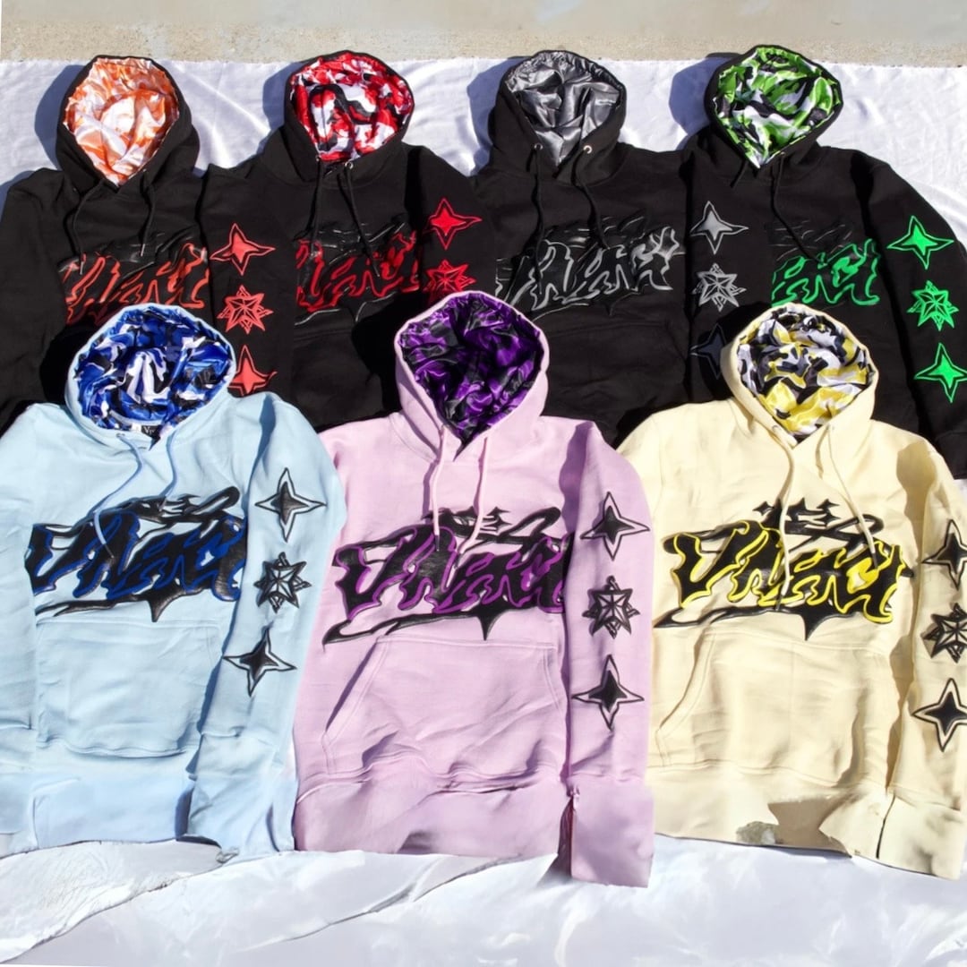 Satin Lined Puff Print Hoodie Sweatshirt Set for Curly Hair and Natural ...