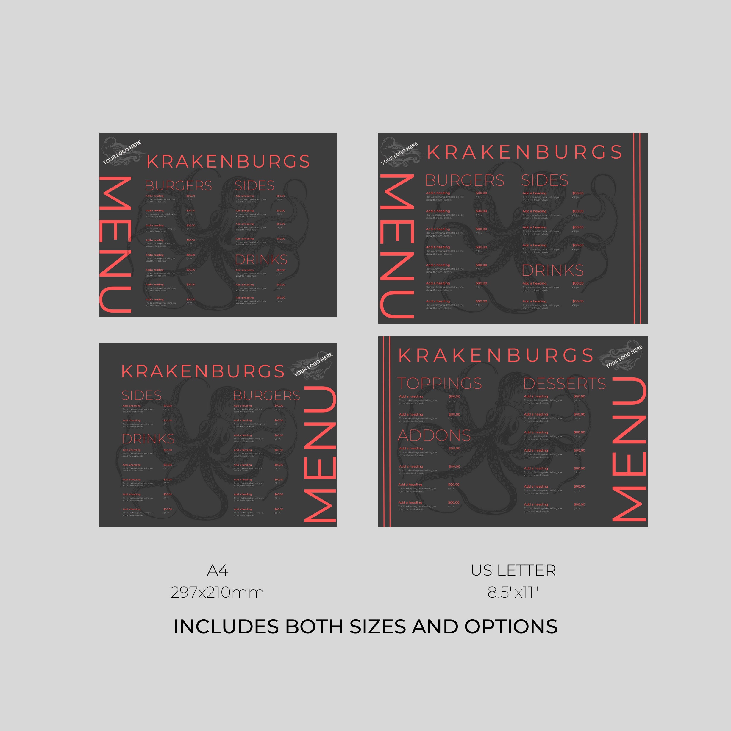 Simple Cafe Menu Customised Template Canva Two Column Menu With Items ...