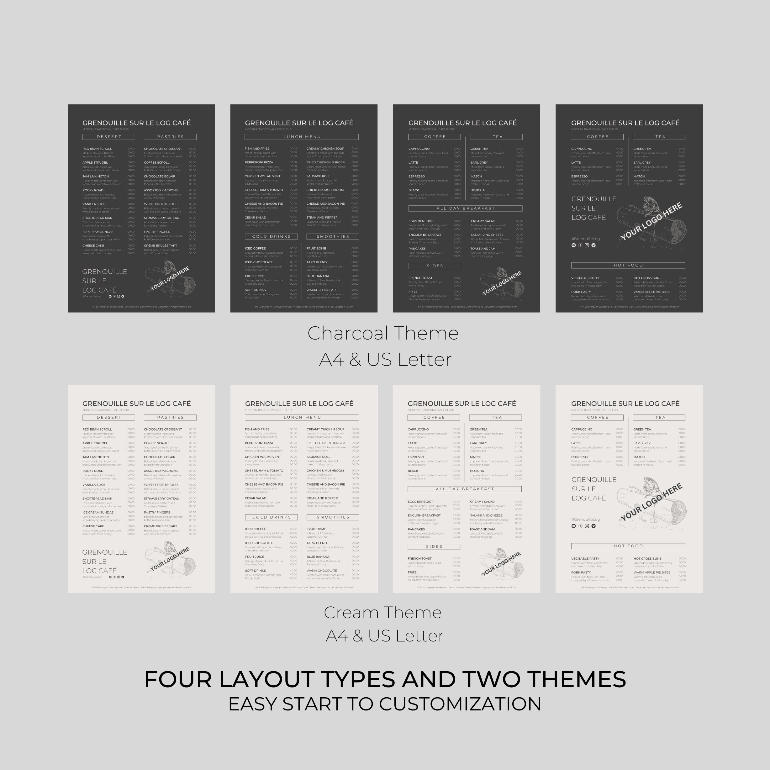 Cafe Menu Template Two Column Menu With Items, Descriptions and Prices Canva Cafe, Bakery ...