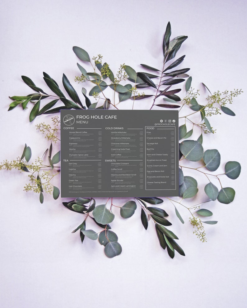 Customized Café Restaurant Menu | Items, Descriptions, Designed for You ...