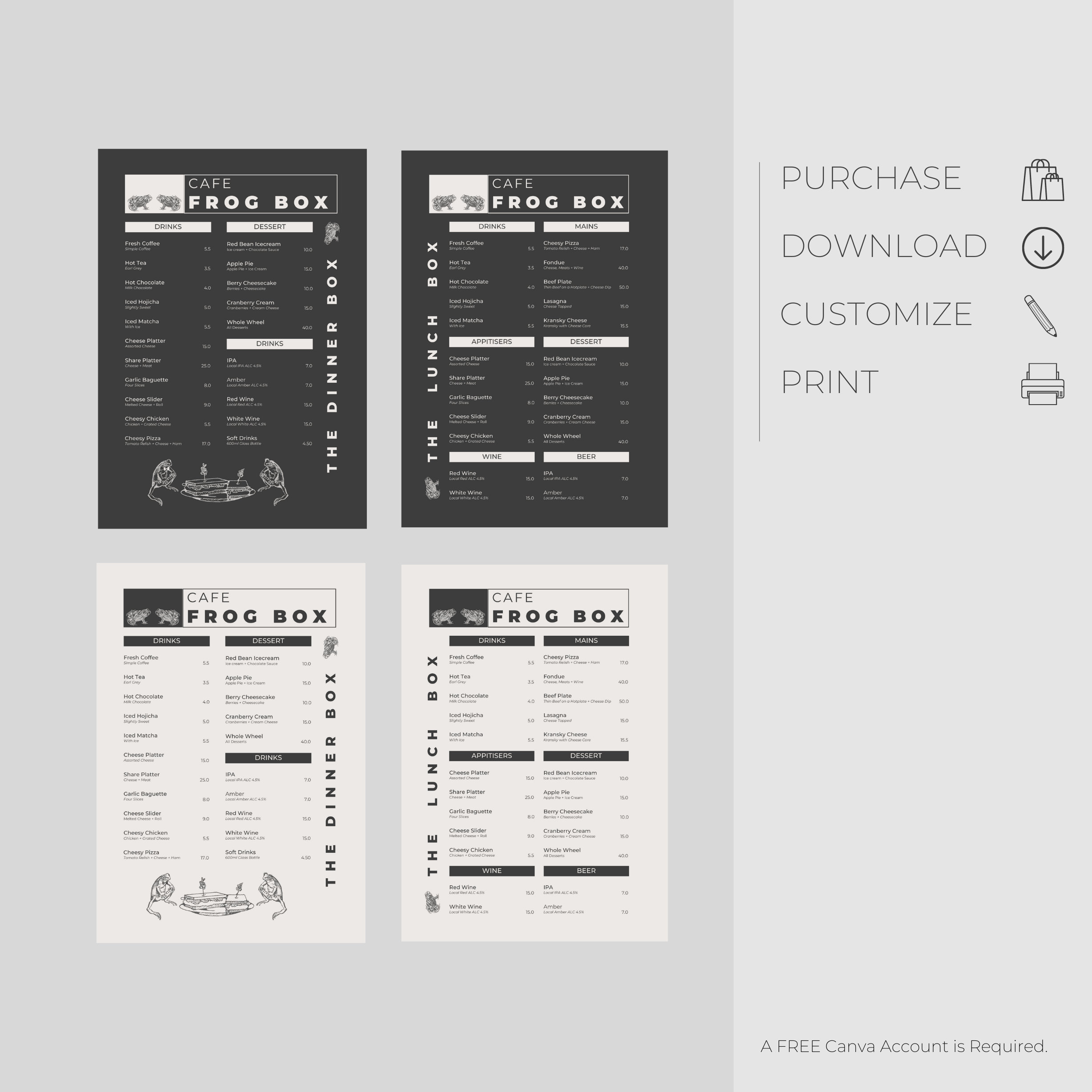 Simple Cafe Menu Template Two Column Menu With Items and Descriptions ...
