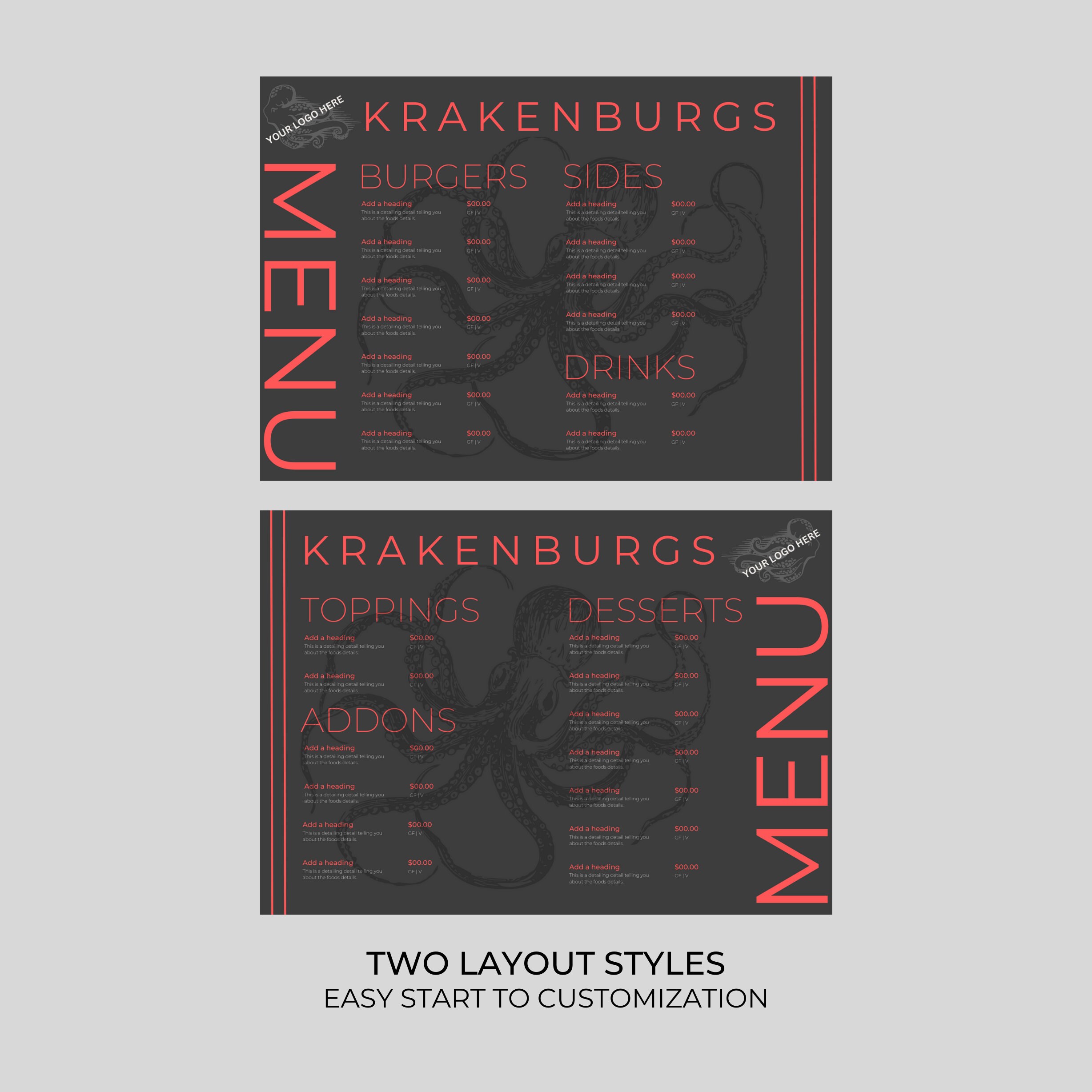 Simple Cafe Menu Customised Template Canva Two Column Menu With Items ...