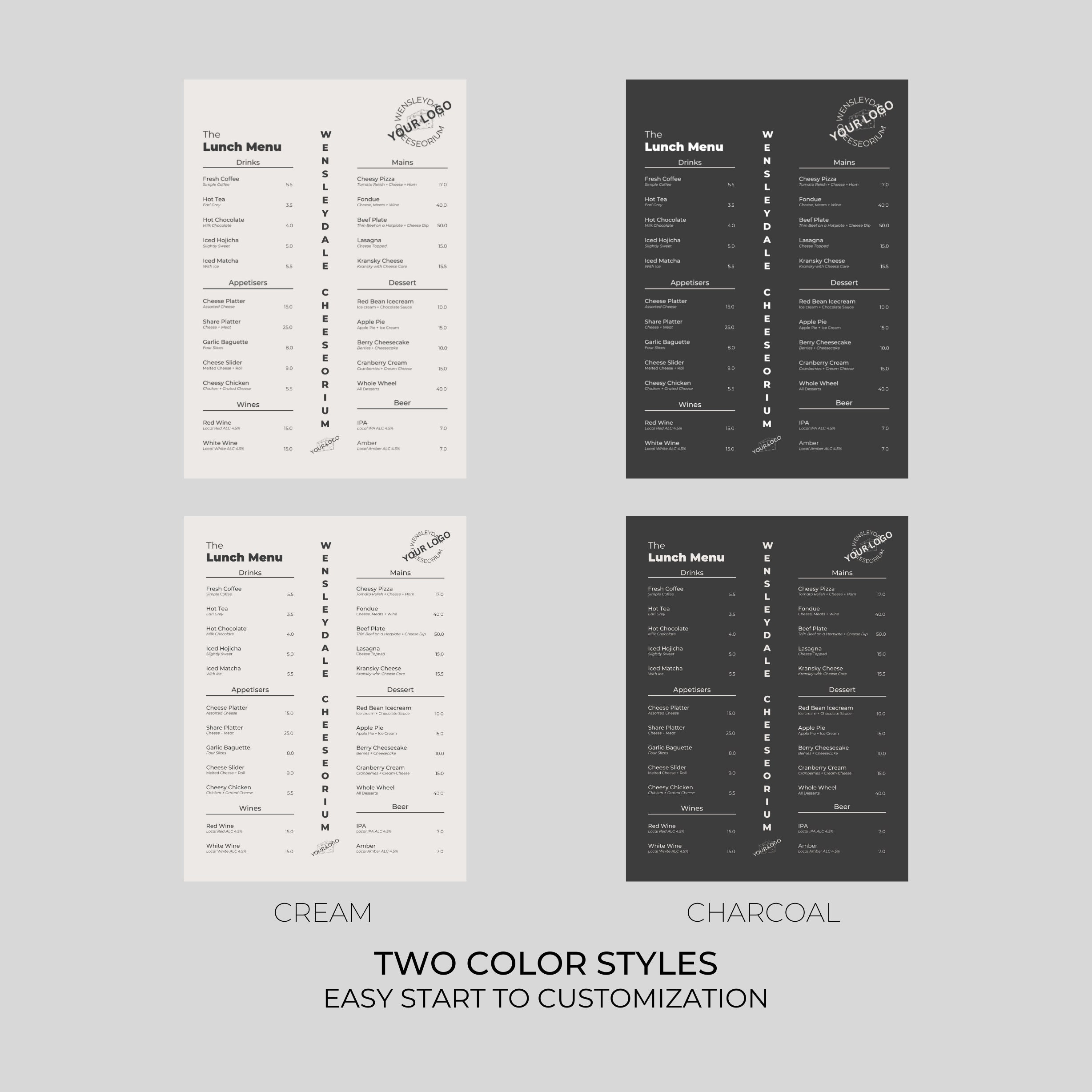 Cafe Menu Template - Two Column Menu With Items and Descriptions - Canva | Cafe, Bakery ...