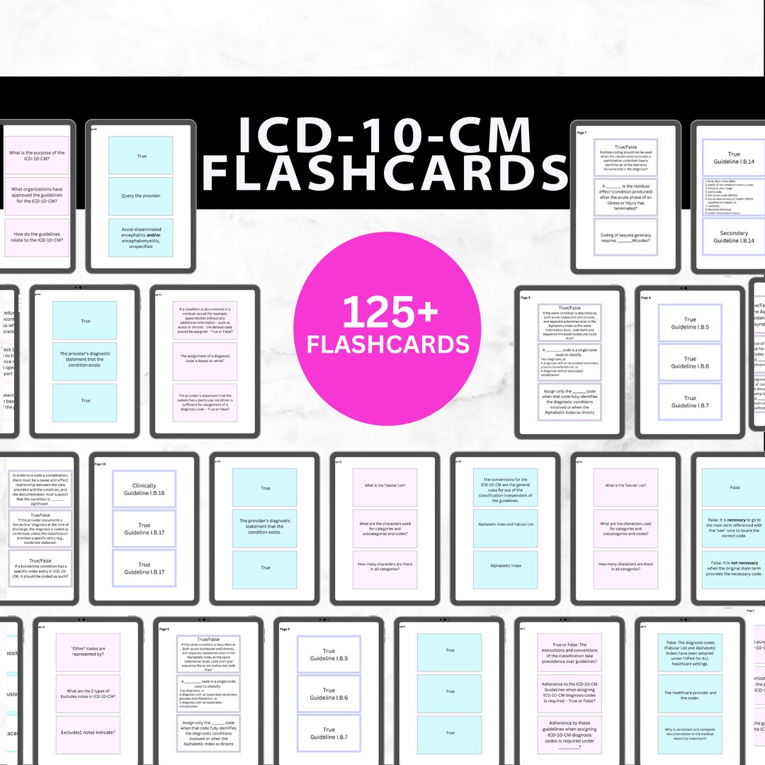 ICD 10 CM Flashcards: Medical Coding Study Guide (PDF) - Etsy