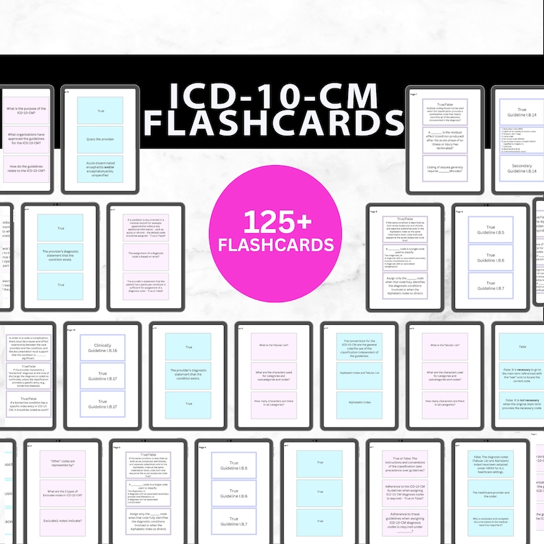 ICD 10 CM Flashcards: Medical Coding Study Guide (PDF) - Etsy