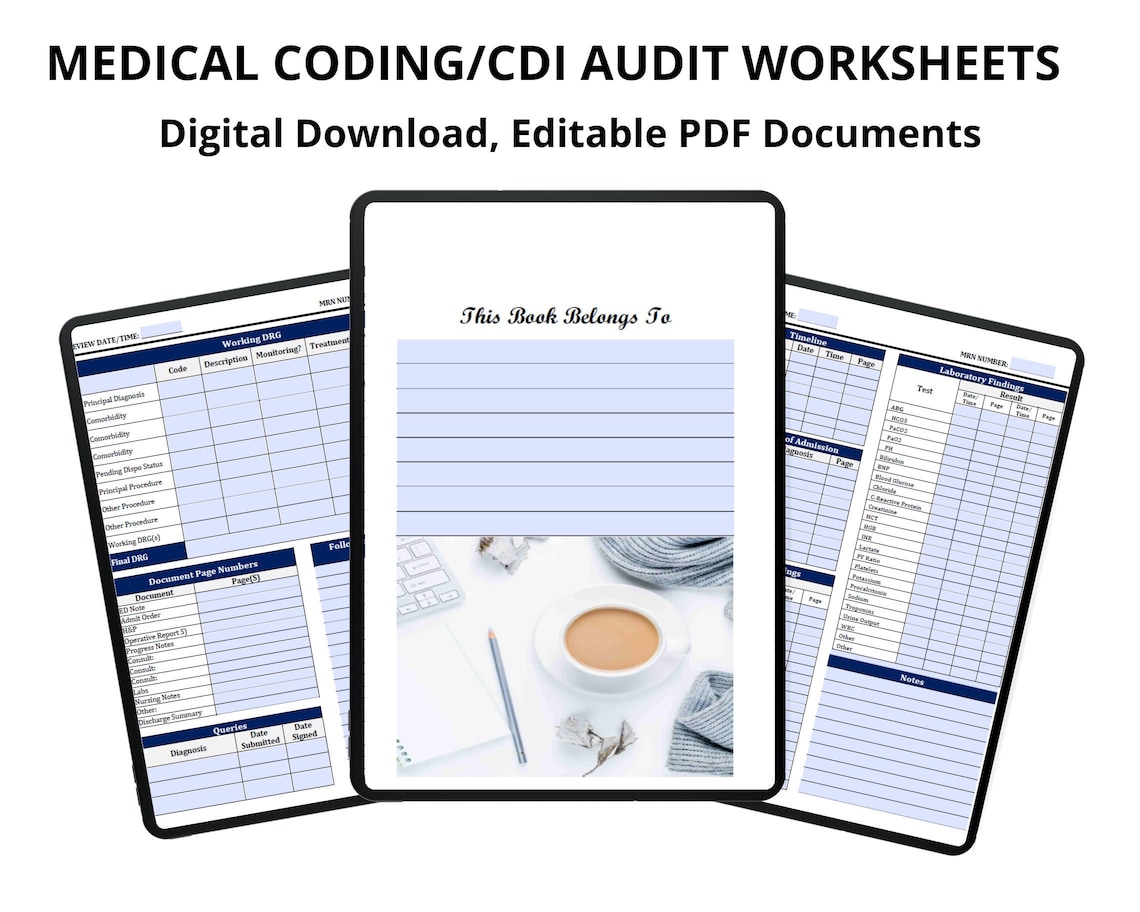 CDI Audit Worksheet: DRG Validation Tool for Medical Coders (editable Template, Instant Download ...