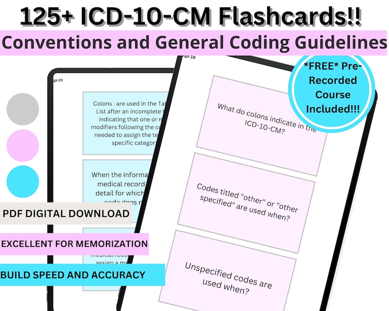 ICD 10 CM Flashcards: Medical Coding Study Guide (PDF) - Etsy