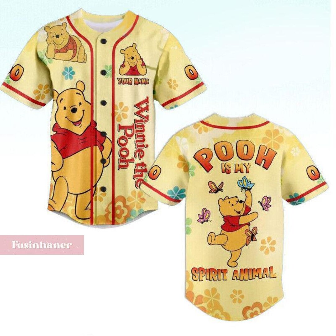 Winnie Pooh Jersey, Winnie Pooh Jersey Shirt, Pooh Bear Baseball Jersey ...