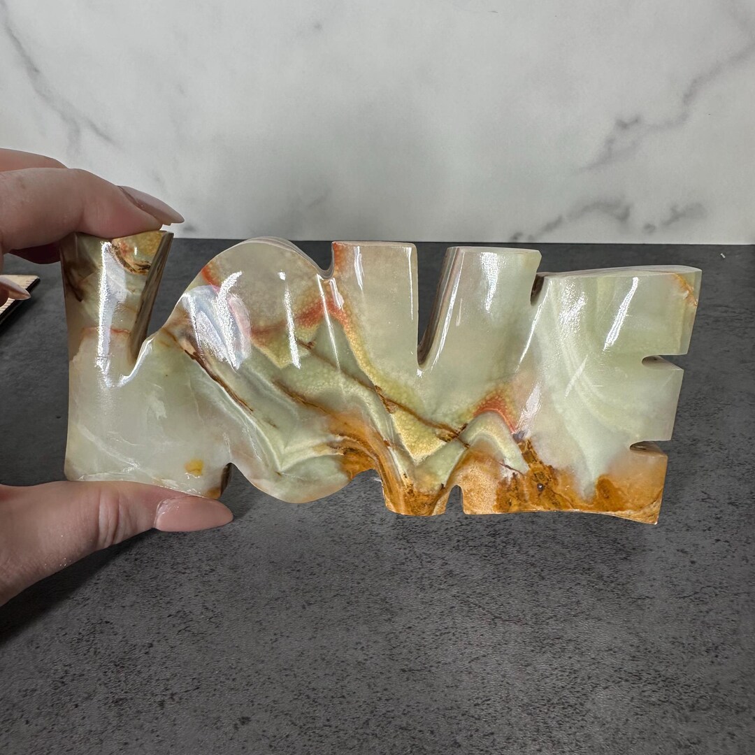 Banded Calcite Love Carving | Natural Crystal Decor - Etsy