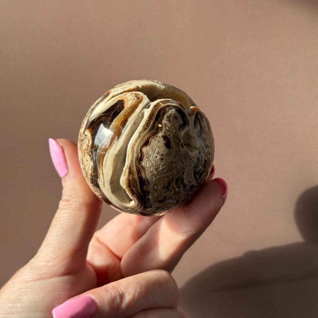 Chocolate Calcite Sphere | Polished Natural Stone | Display Stand ...