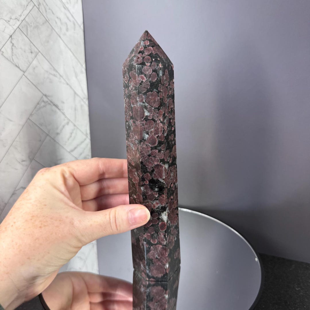 Garnet Arfvedsonite Crystal Point – Natural Garnet Obelisk – Polished ...