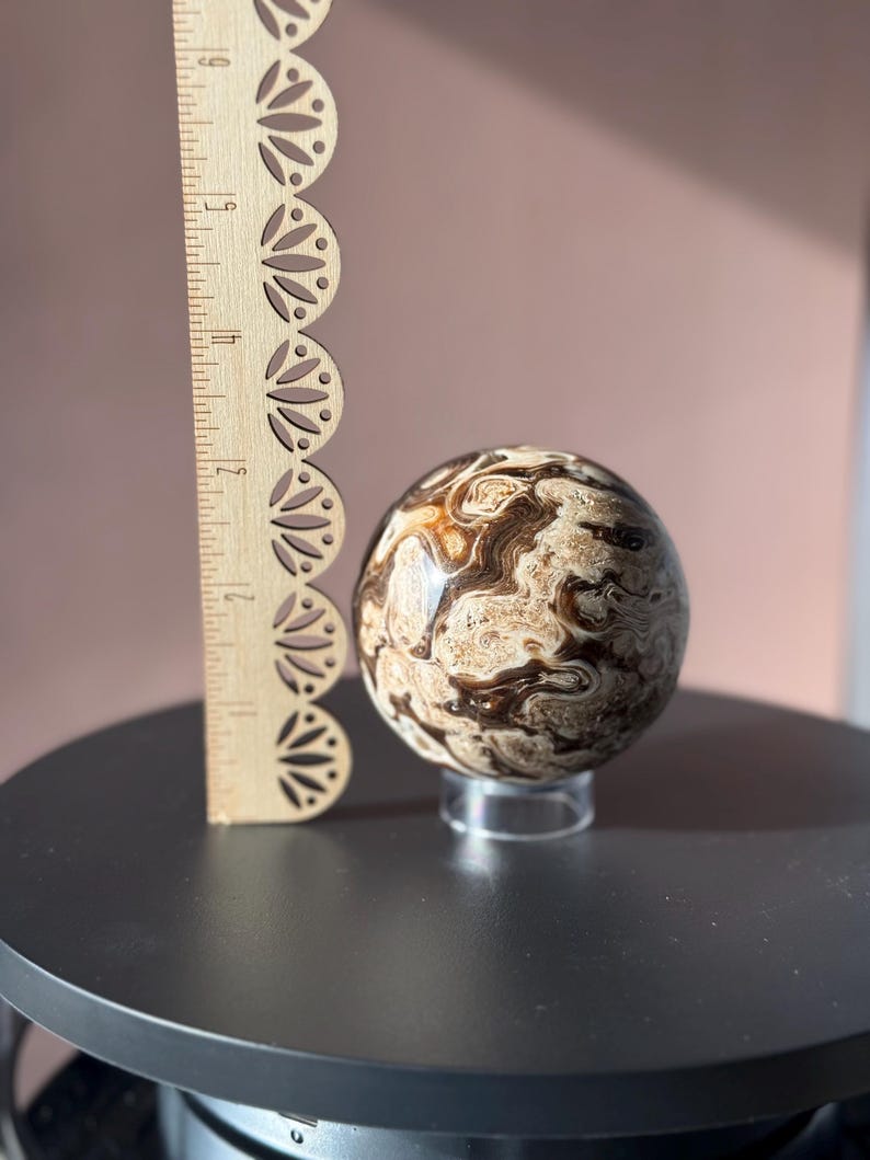 Chocolate Calcite Sphere | Polished Natural Stone | Display Stand ...
