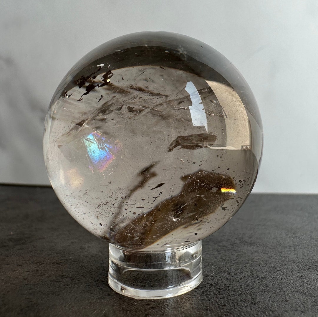 Clear Quartz Sphere W/ Rainbow Flash - Etsy