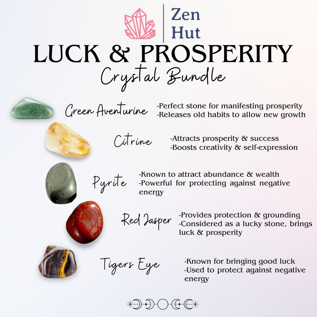 Luck & Prosperity Crystal Kit | 5 Pcs | Natural Crystal Tumbles - Etsy