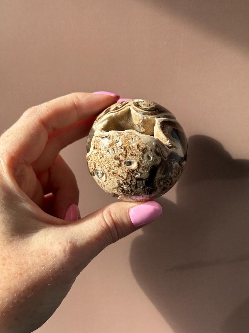 Chocolate Calcite Sphere | Polished Natural Stone | Display Stand ...