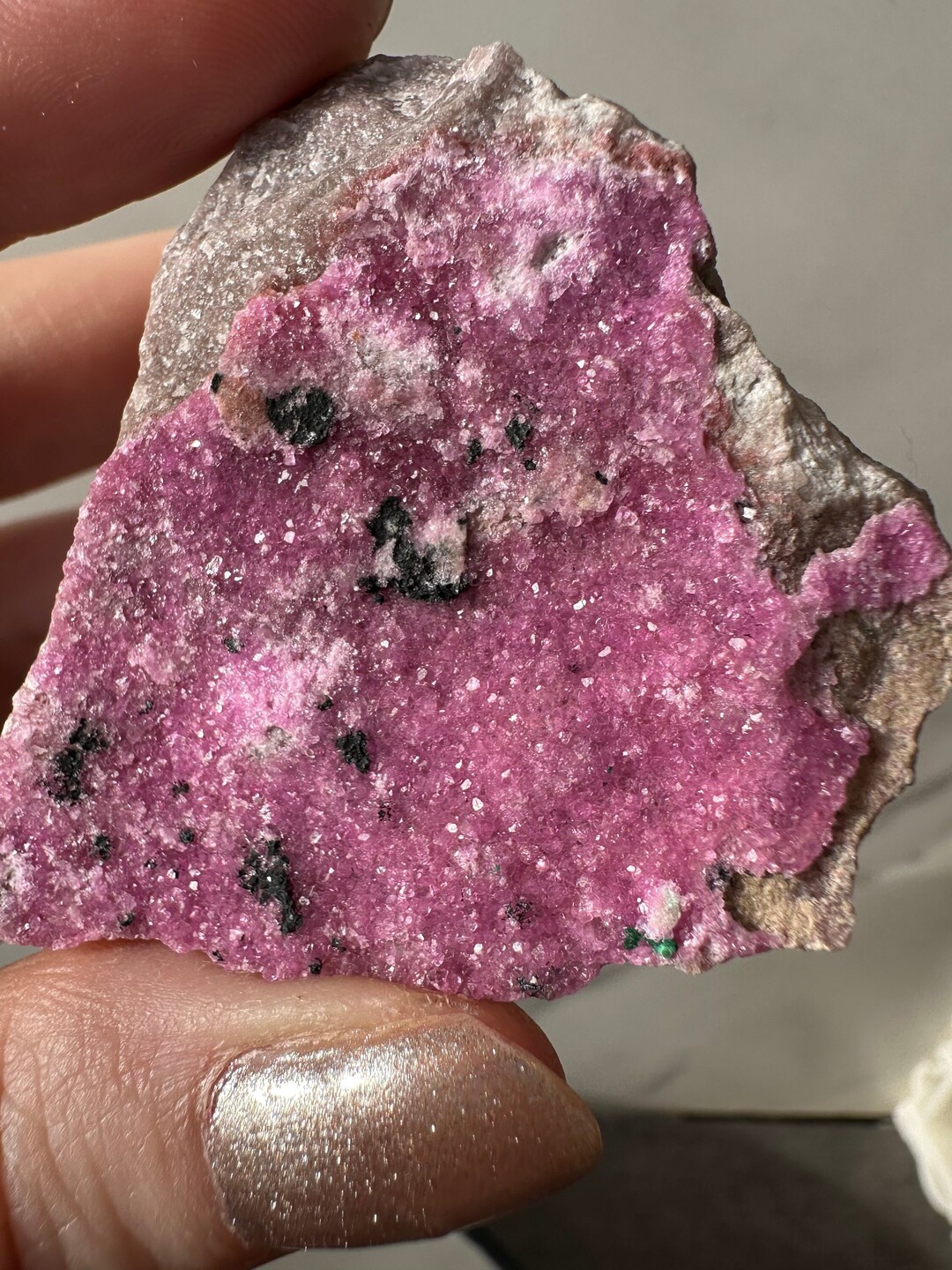 Druzy Cobaltoan Calcite With Malachite | Natural Mineral - Etsy