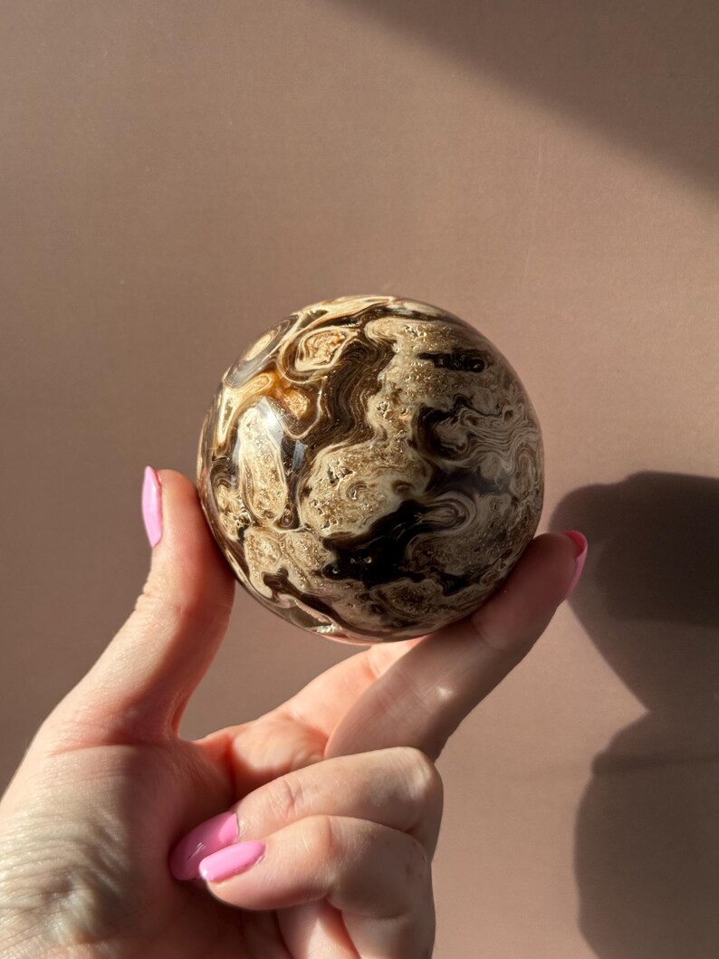 Chocolate Calcite Sphere | Polished Natural Stone | Display Stand ...