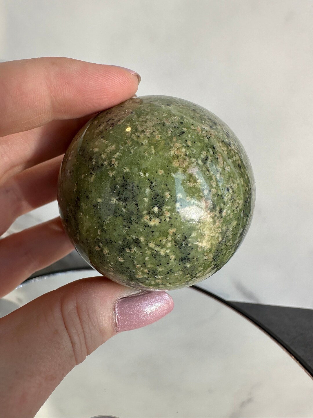 Lime Green Serpentine Sphere Stand Included - Etsy