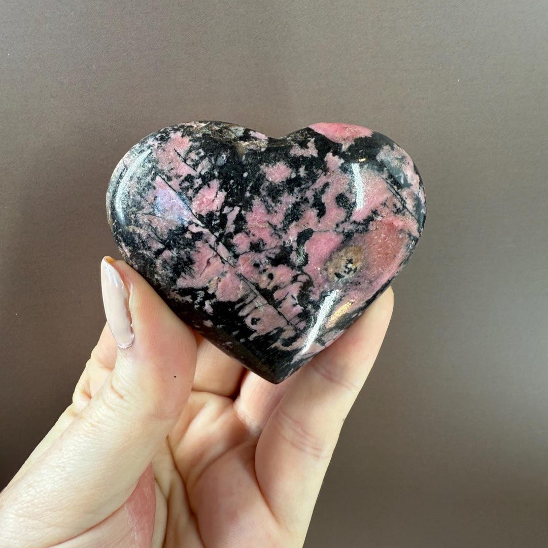 Rhodonite Heart Carving | Perfect Crystal Gift | Beautiful Crystal ...