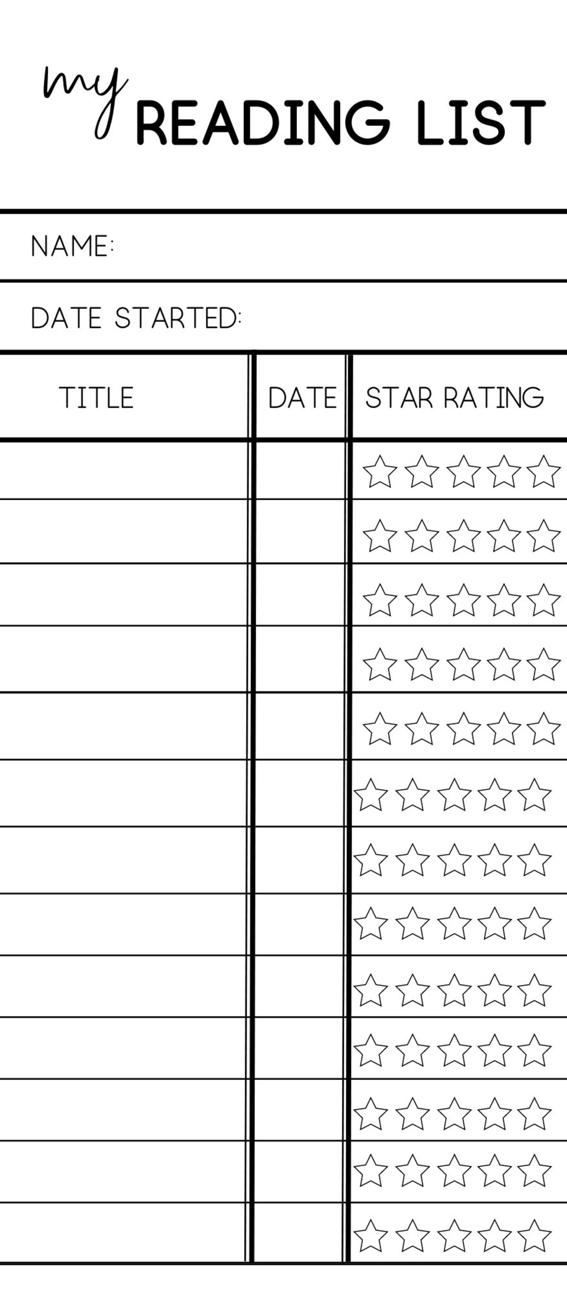 Reading List Bookmark / Reading List Booktracker - Etsy