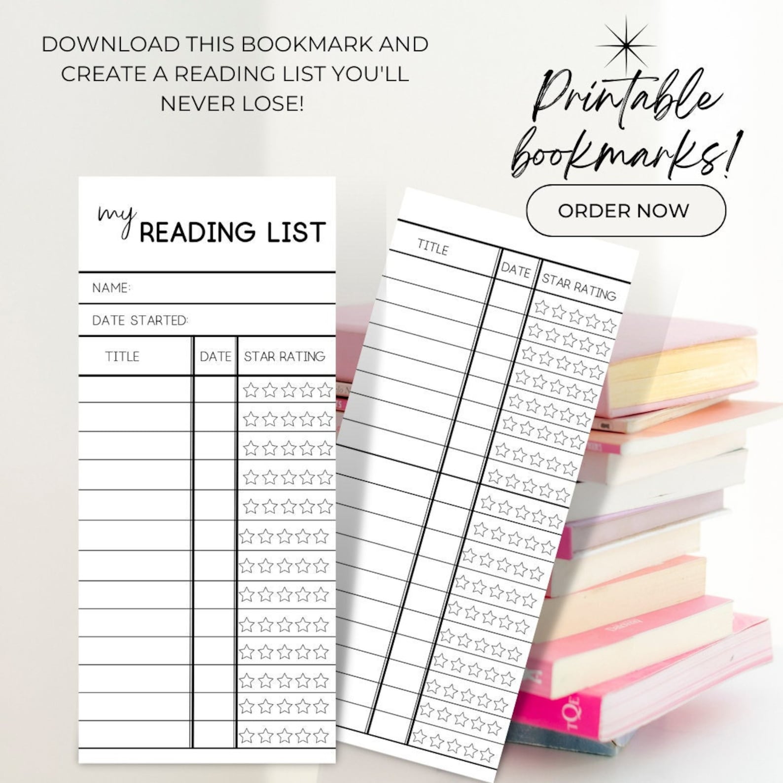 Reading List Bookmark / Reading List Booktracker - Etsy