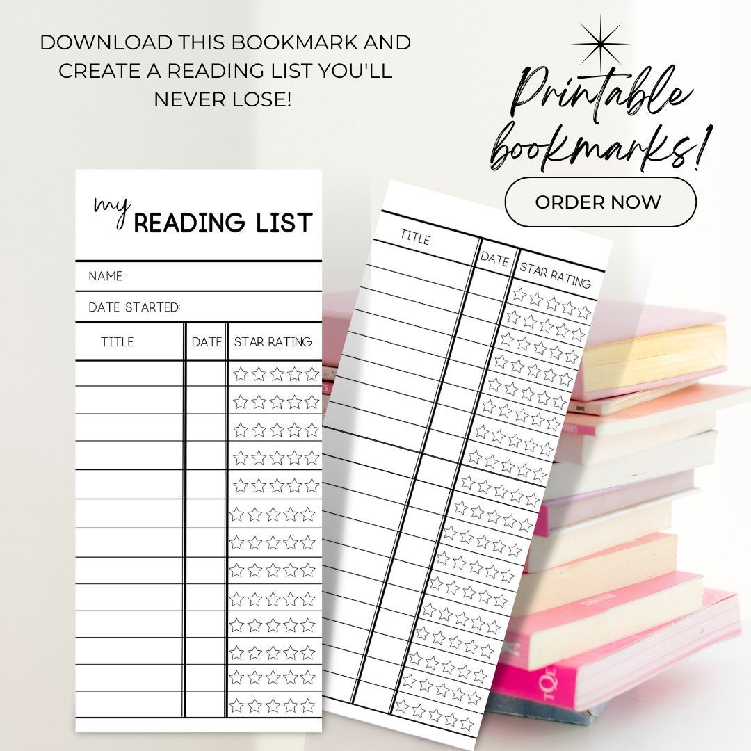 Reading List Bookmark / Reading List Booktracker - Etsy