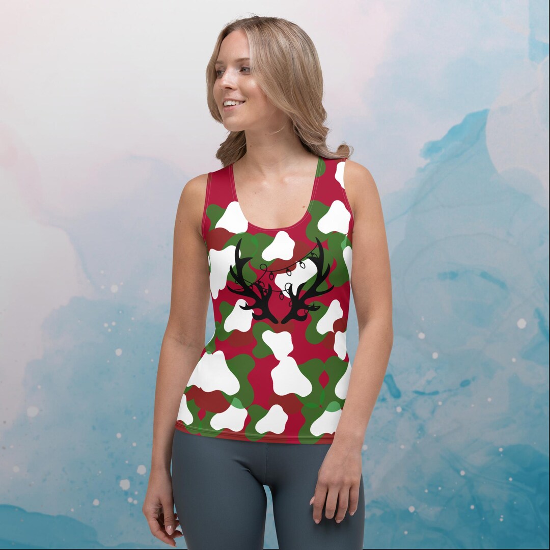 Christmas Camo and Reindeer Rack Tank Top - Etsy