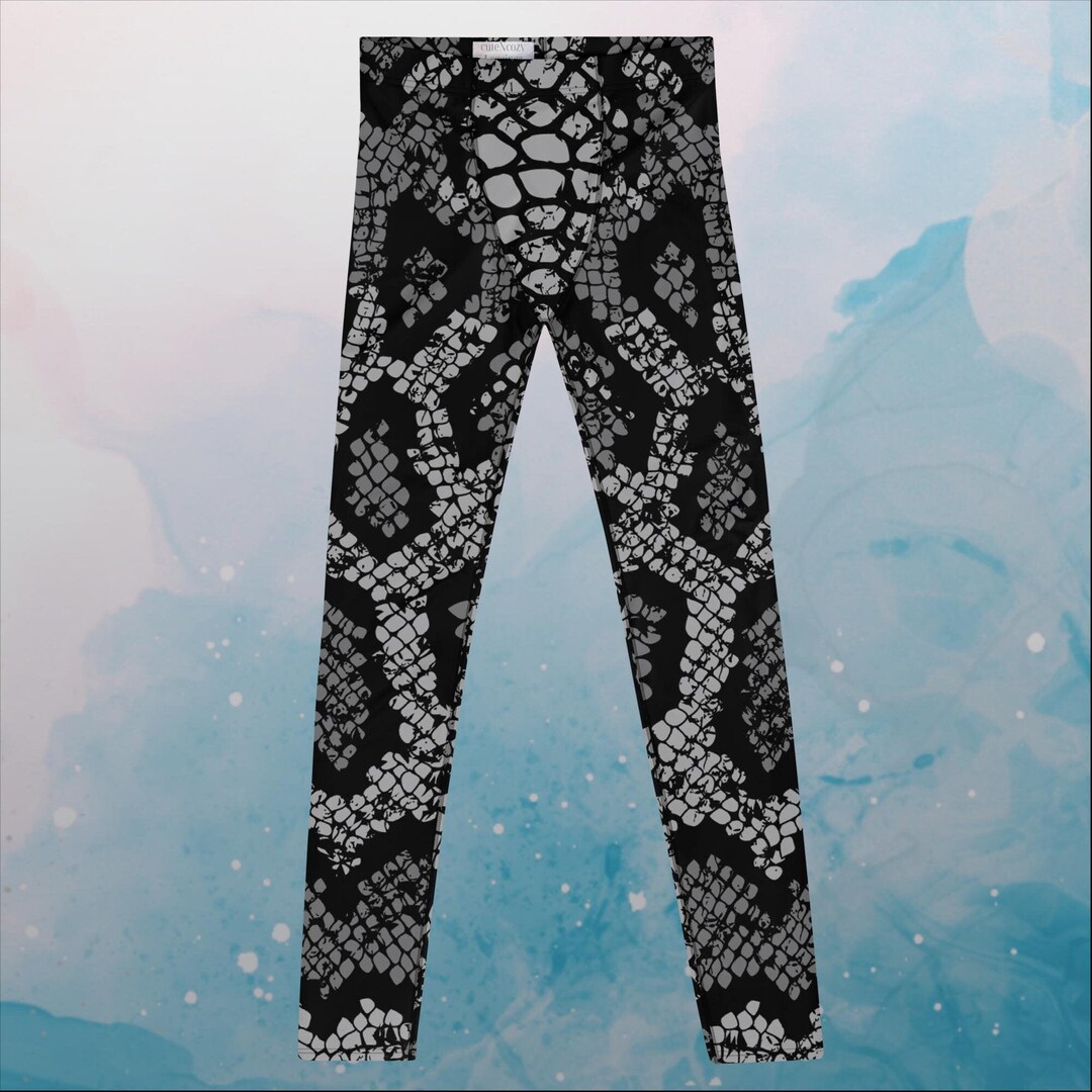 Black Snake Skin Print Mens Leggings - Etsy