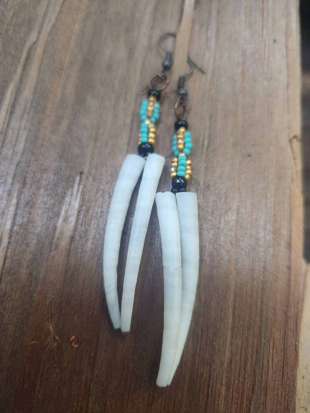 Handmade Native American Style Copper Earing With Black, Blue and Gold ...