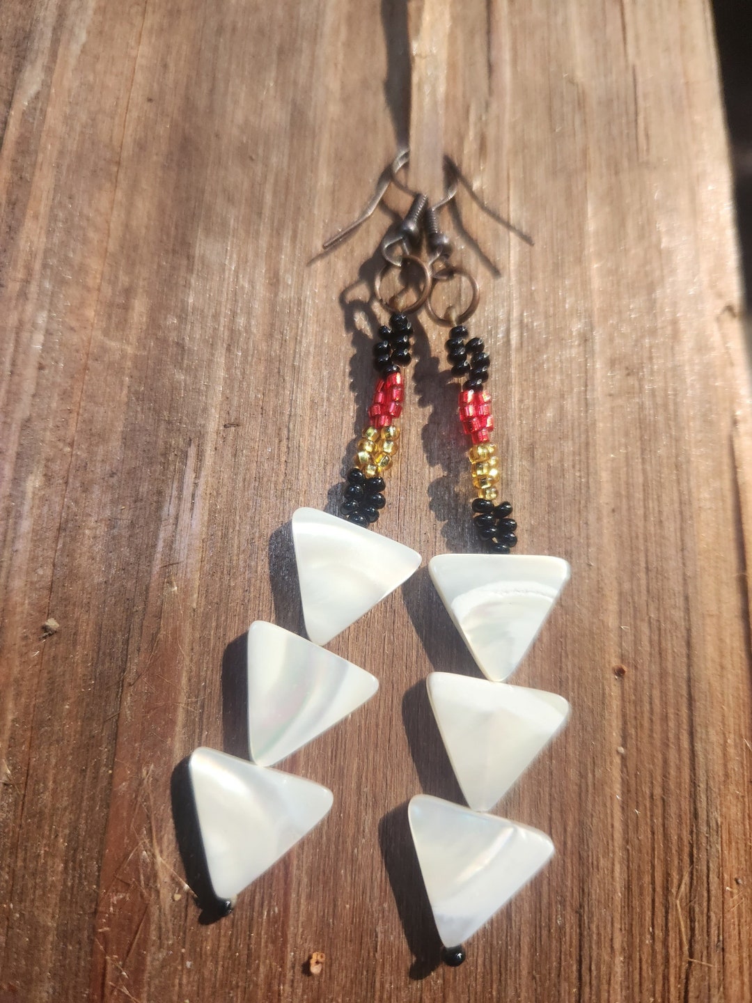 Handmade Native American Style Copper Earing With Black, Red and Gold ...