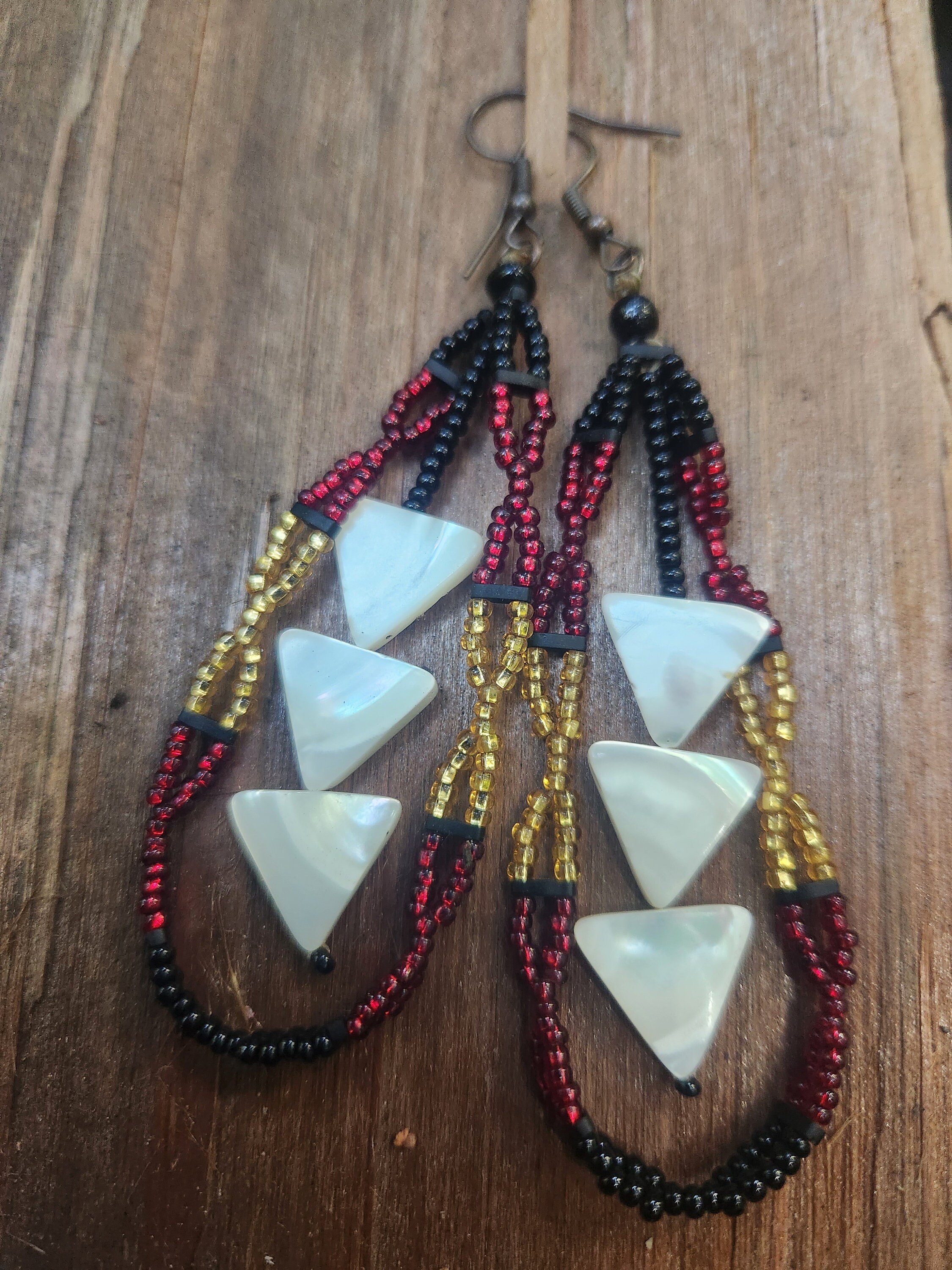 Handmade Native American Style Copper Earing With Black, Red and Gold ...