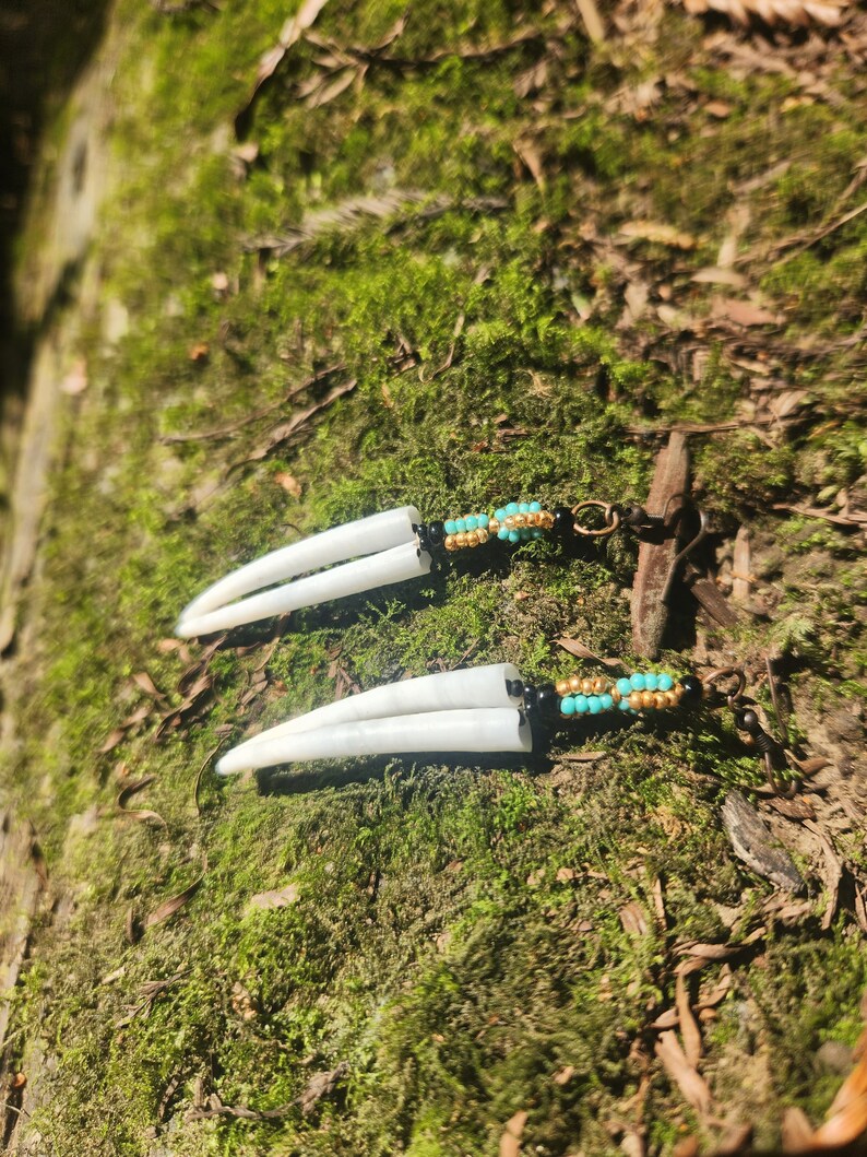 Handmade Native American Style Copper Earing With Black, Blue and Gold ...