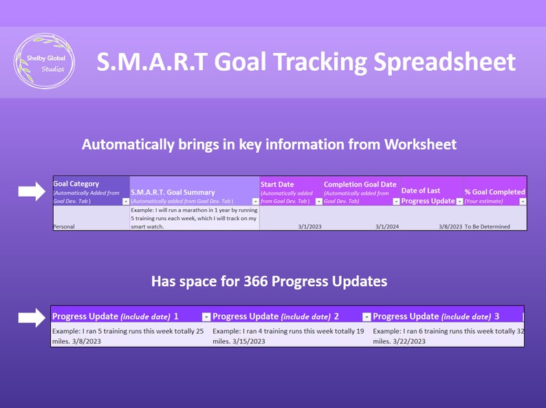 SMART Goal Worksheet and Tracker for Excel, SMART Goal Setting and ...