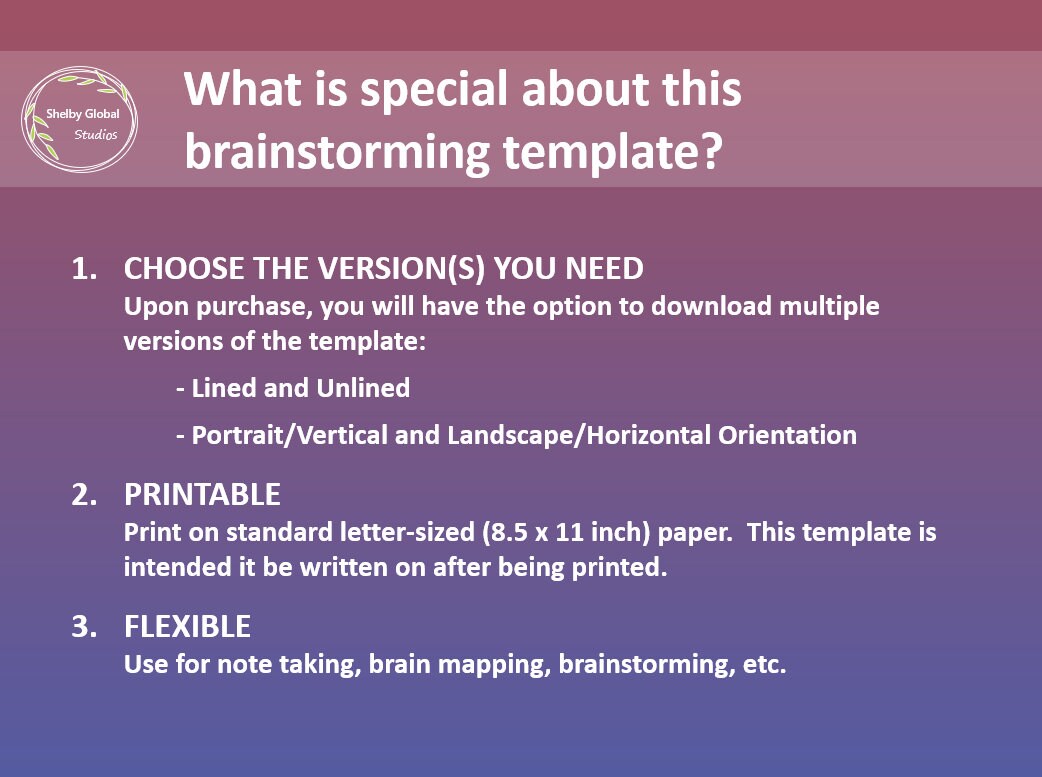 Printable Brainstorming Template, Mind Map Planner, Brain Dump Page ...