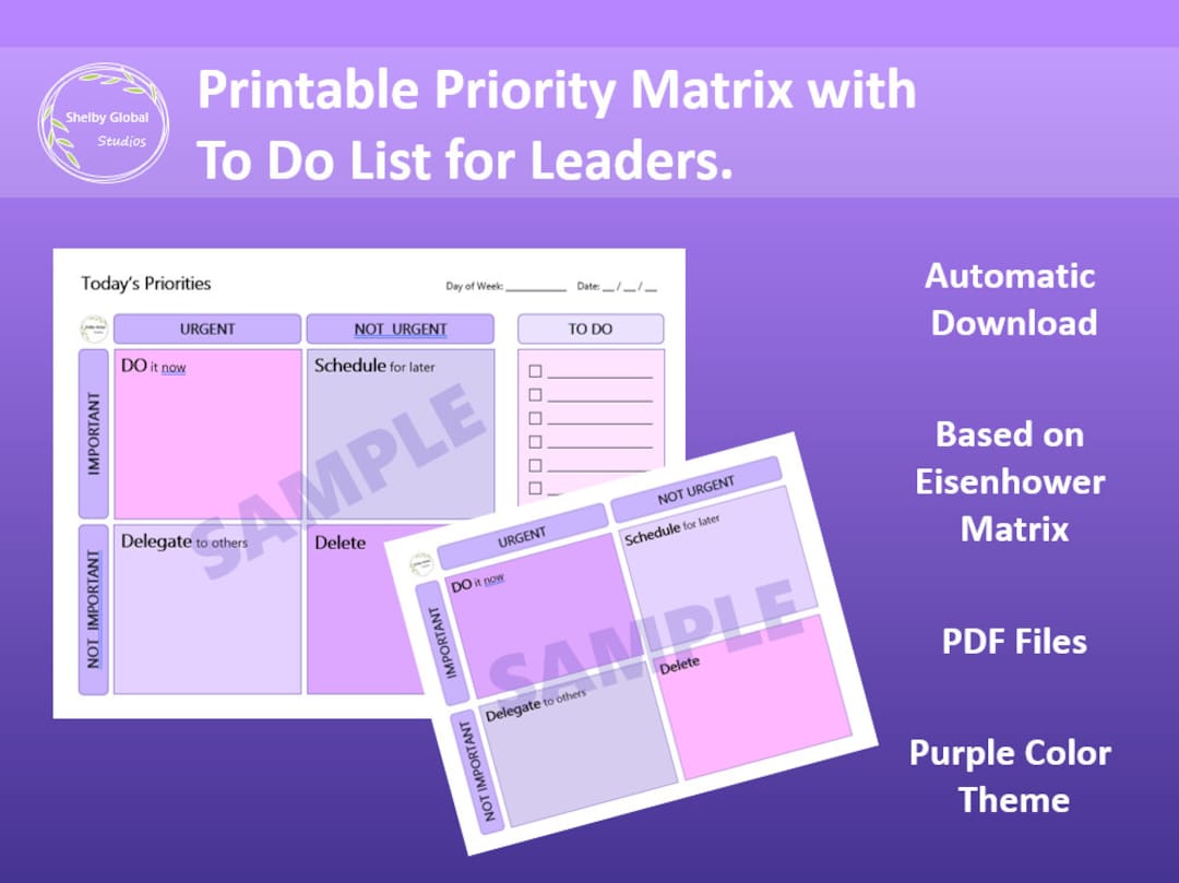 Printable Priority Matrix With to Do List, Eisenhower Decision-making ...