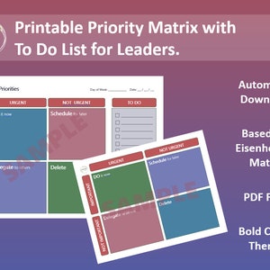 Printable Priority Matrix With to Do List, Eisenhower Decision-making ...