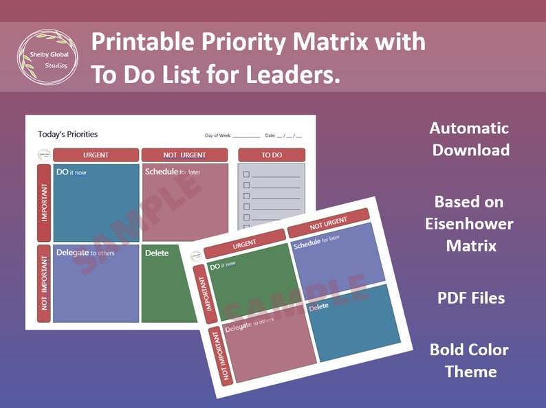 Printable Priority Matrix With to Do List, Eisenhower Decision-making ...