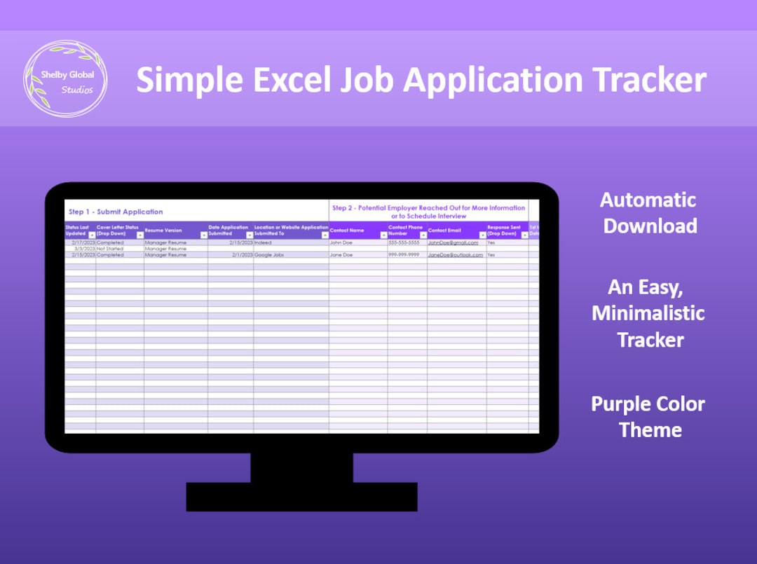 Simple Job Application Tracker for Excel, Easy to Use Job Template for ... Simple Job Application Tracker for Excel, Easy to Use Job Template for ...