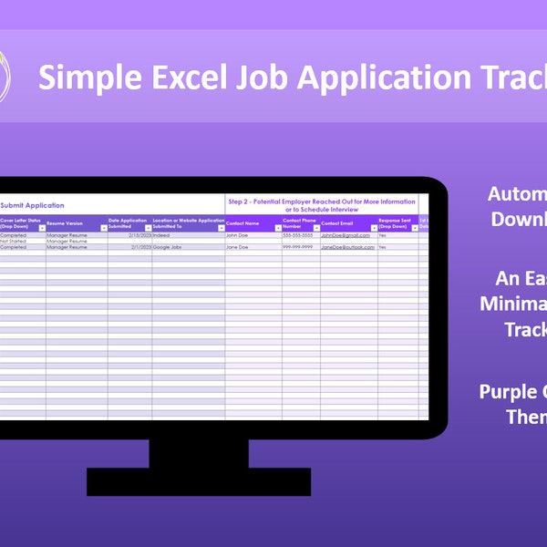 Excel for Job Search - Etsy