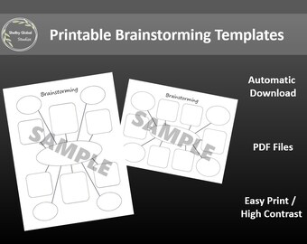Printable Brainstorming Template Mind Map Planner Brain Dump - Etsy