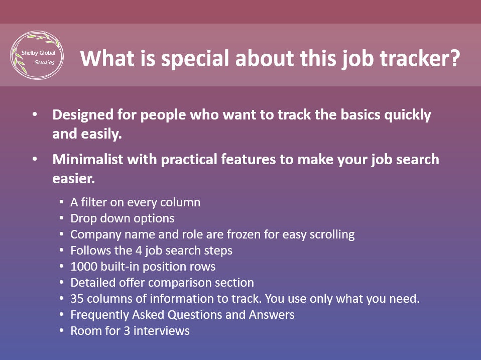 Simple Job Application Tracker for Excel, Easy to Use Job Template for ...
