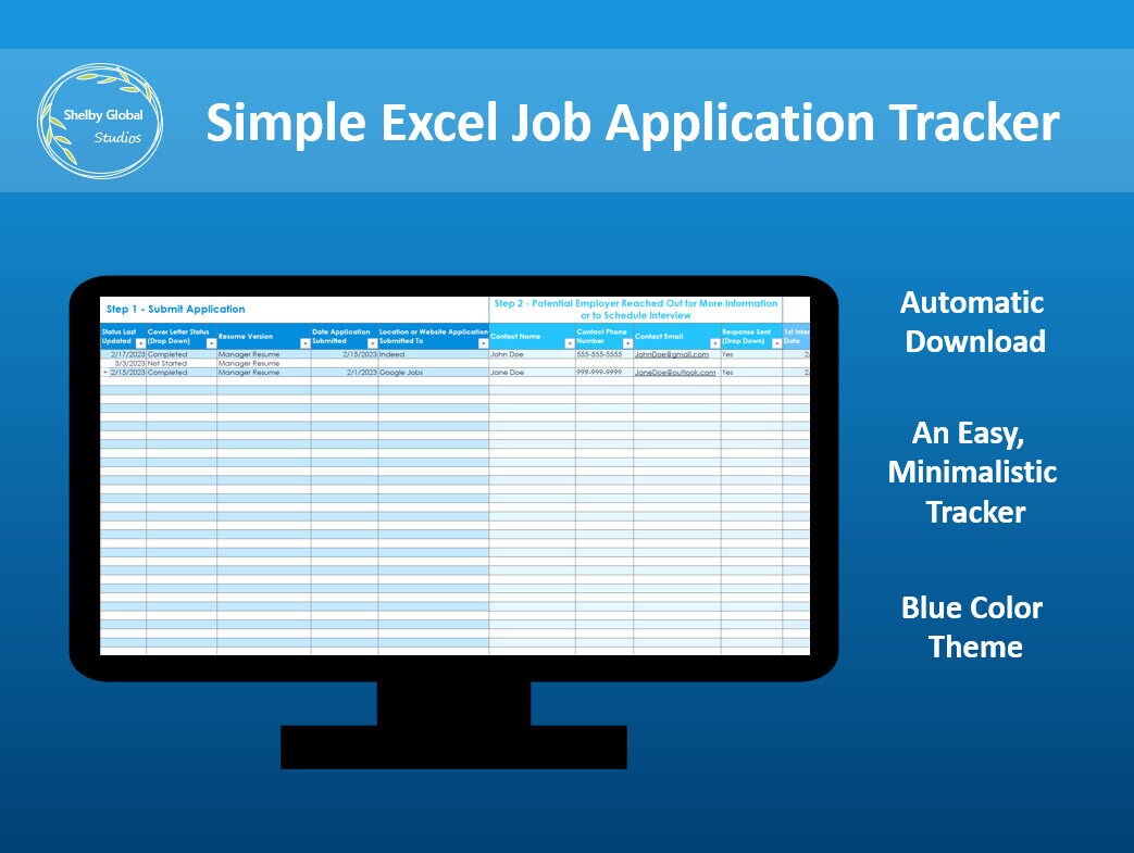 Simple Job Application Tracker for Excel, Easy to Use Job Template for ...